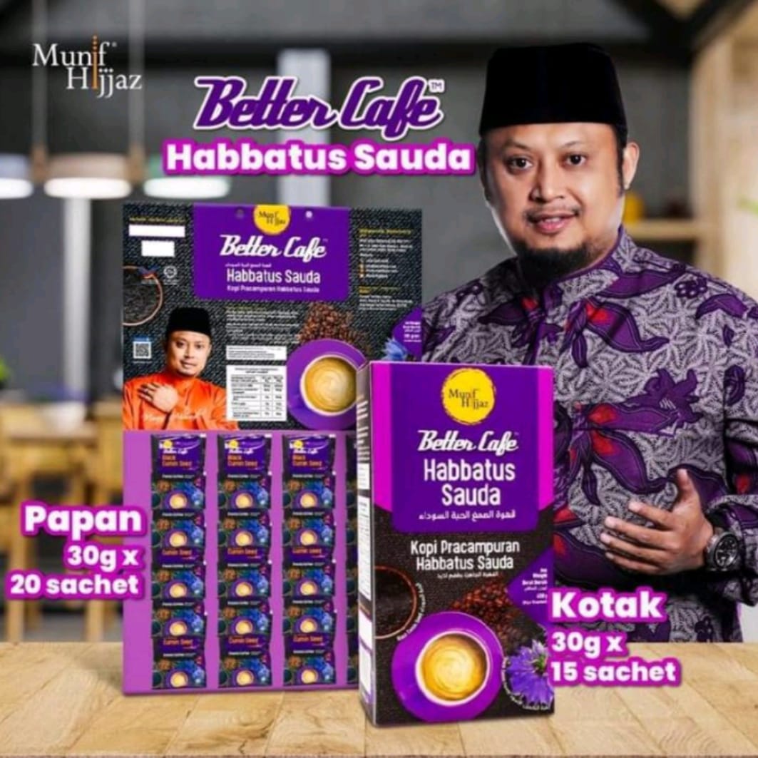 Munif Hijjaz Better Cafe Black Cumin Seed | Kopi Habbatus Sauda Papan (20 sachets x 30g ...