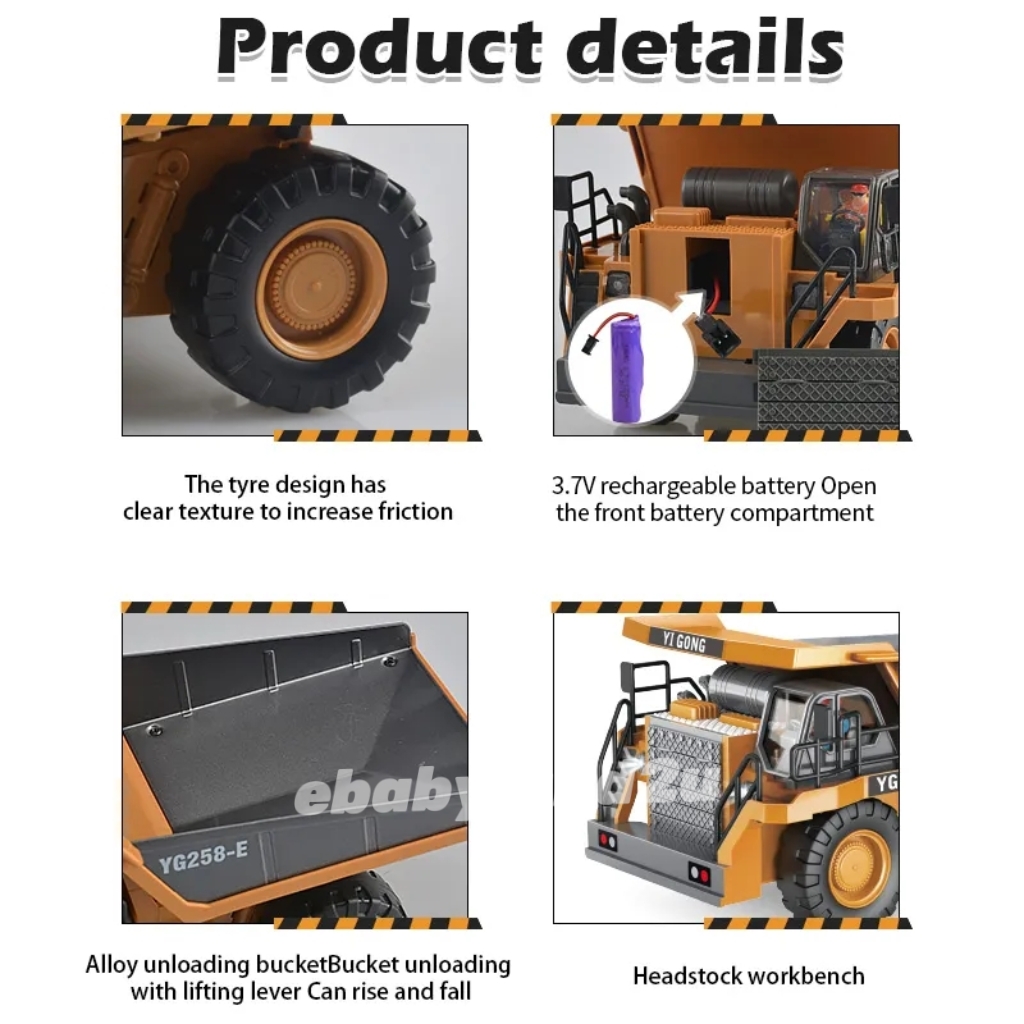 1:24 9Ch RC Dump Truck YIGONG 2.4Ghz Remote Control Lori Remote Kontrol ...