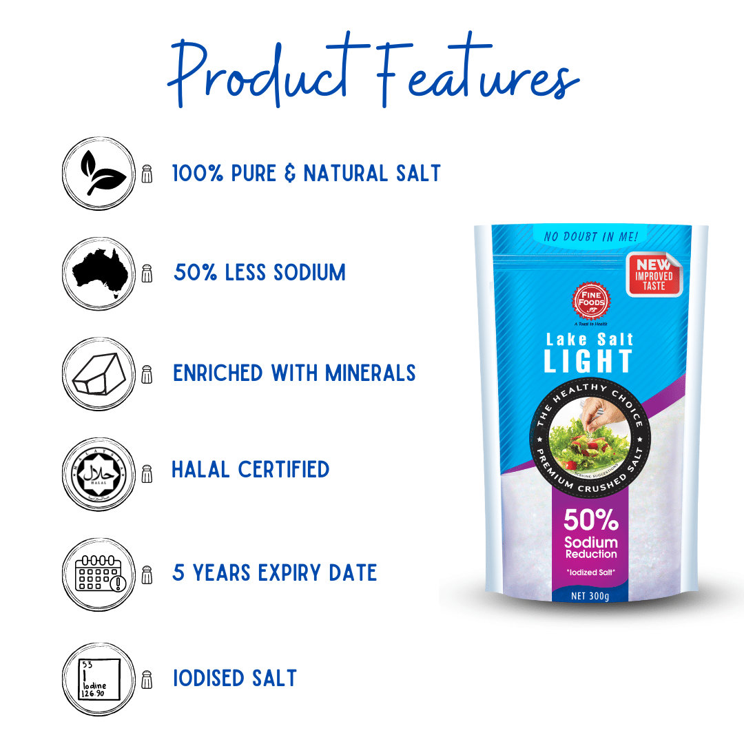 Fine Foods Lake Salt Light Pouch (300g) Exp: 2029/06/14 Low Sodium Salt ...