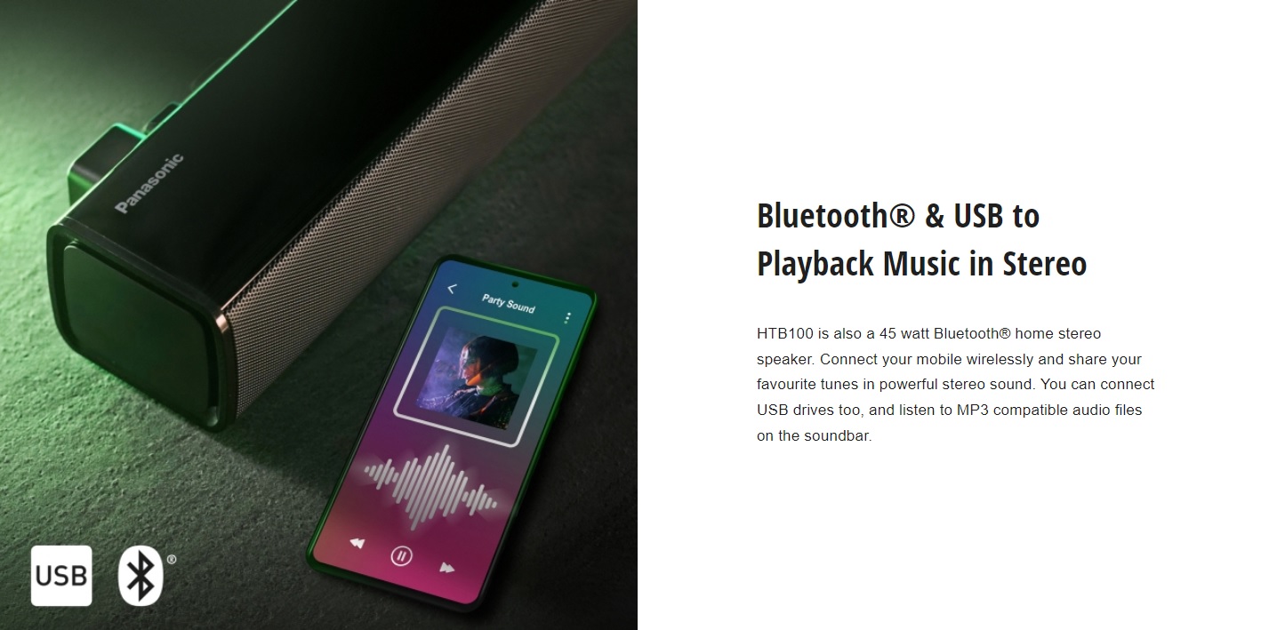 Panasonic Stereo Home Theater Audio System SC-HTB100GAK - Soundbar ...