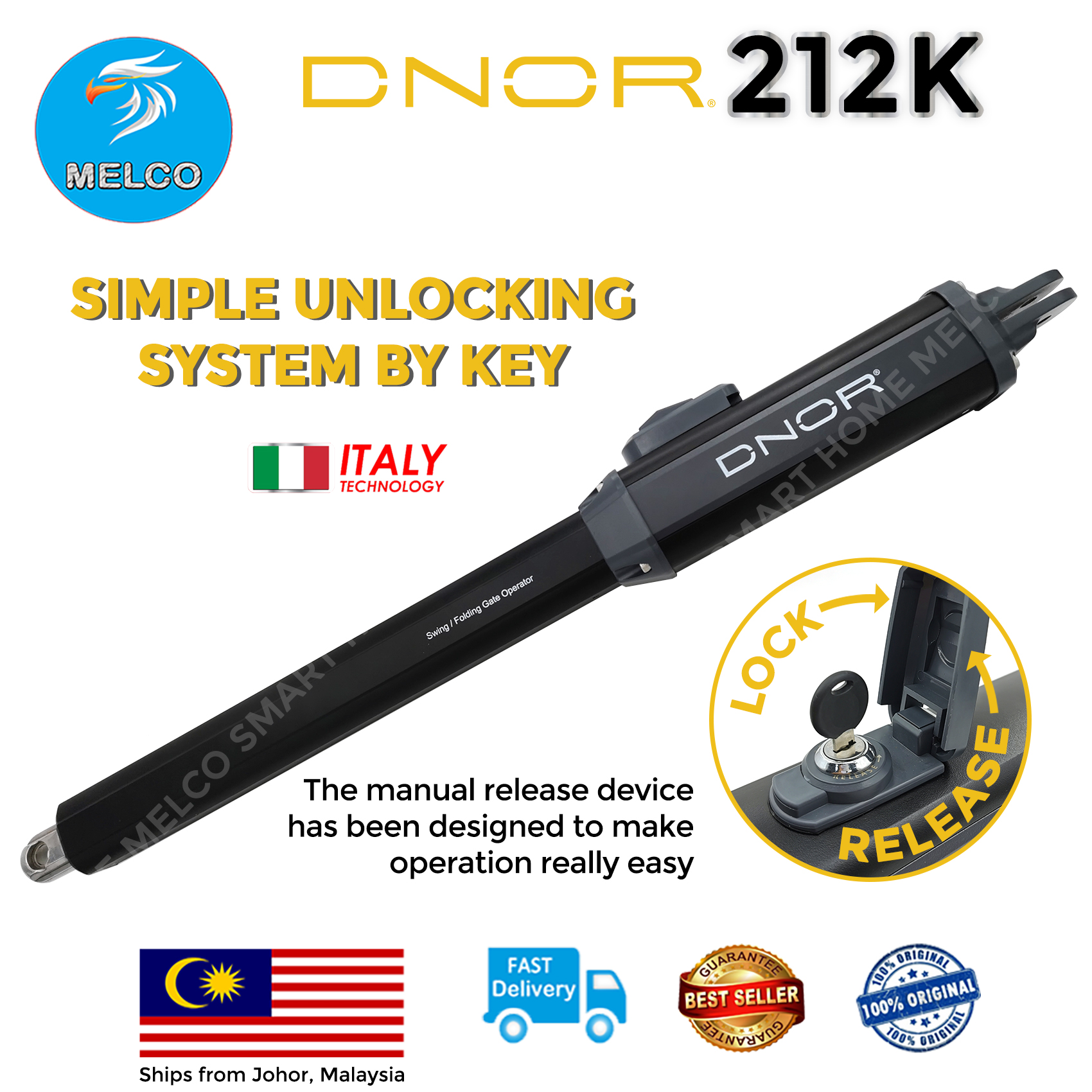 Limited offer Dnor 212K D'nor 24VDC Heavy Duty Swing and Folding Arm ...
