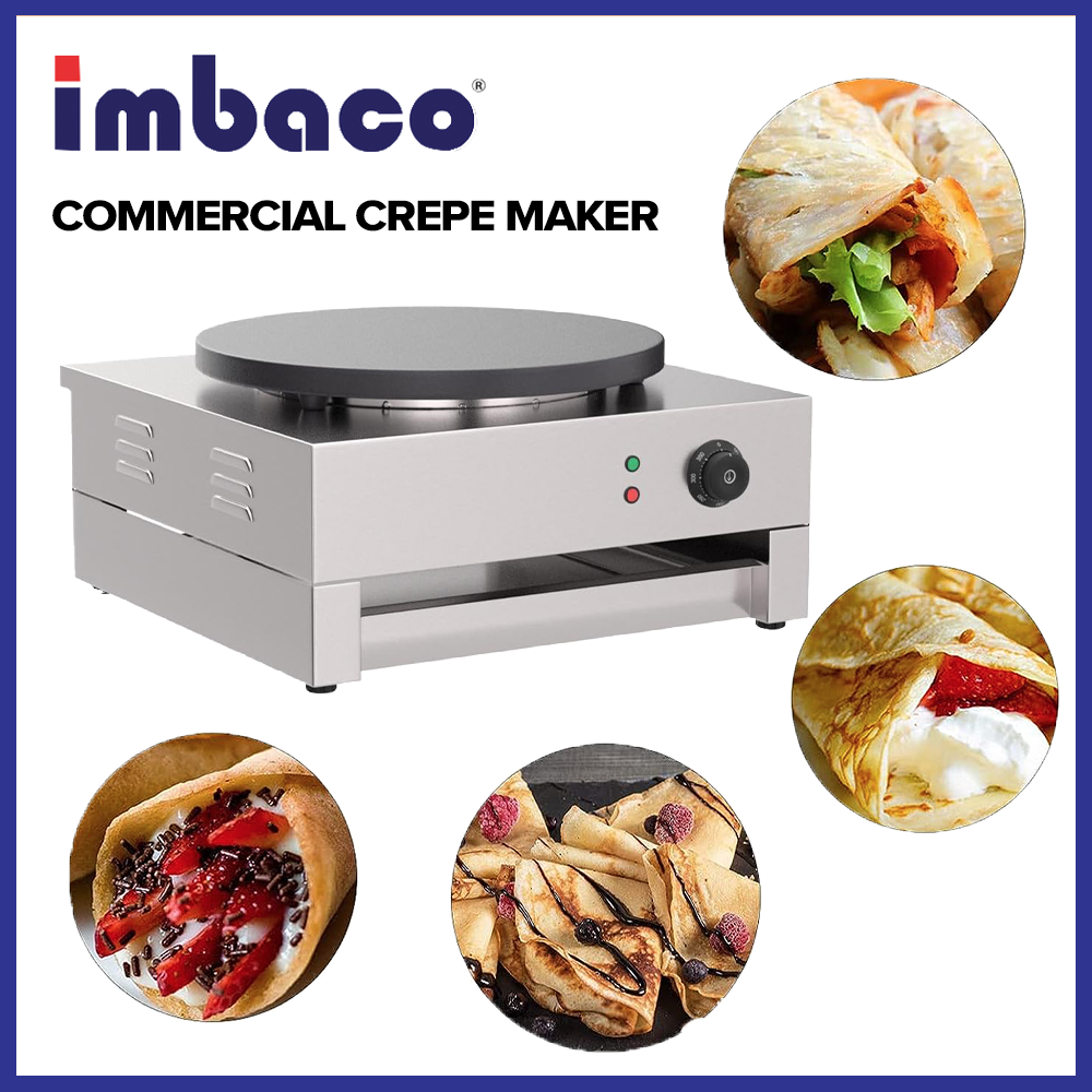 Imbaco Stainless Steel Electric Crepe Maker 16" Non Stick | Commercial ...