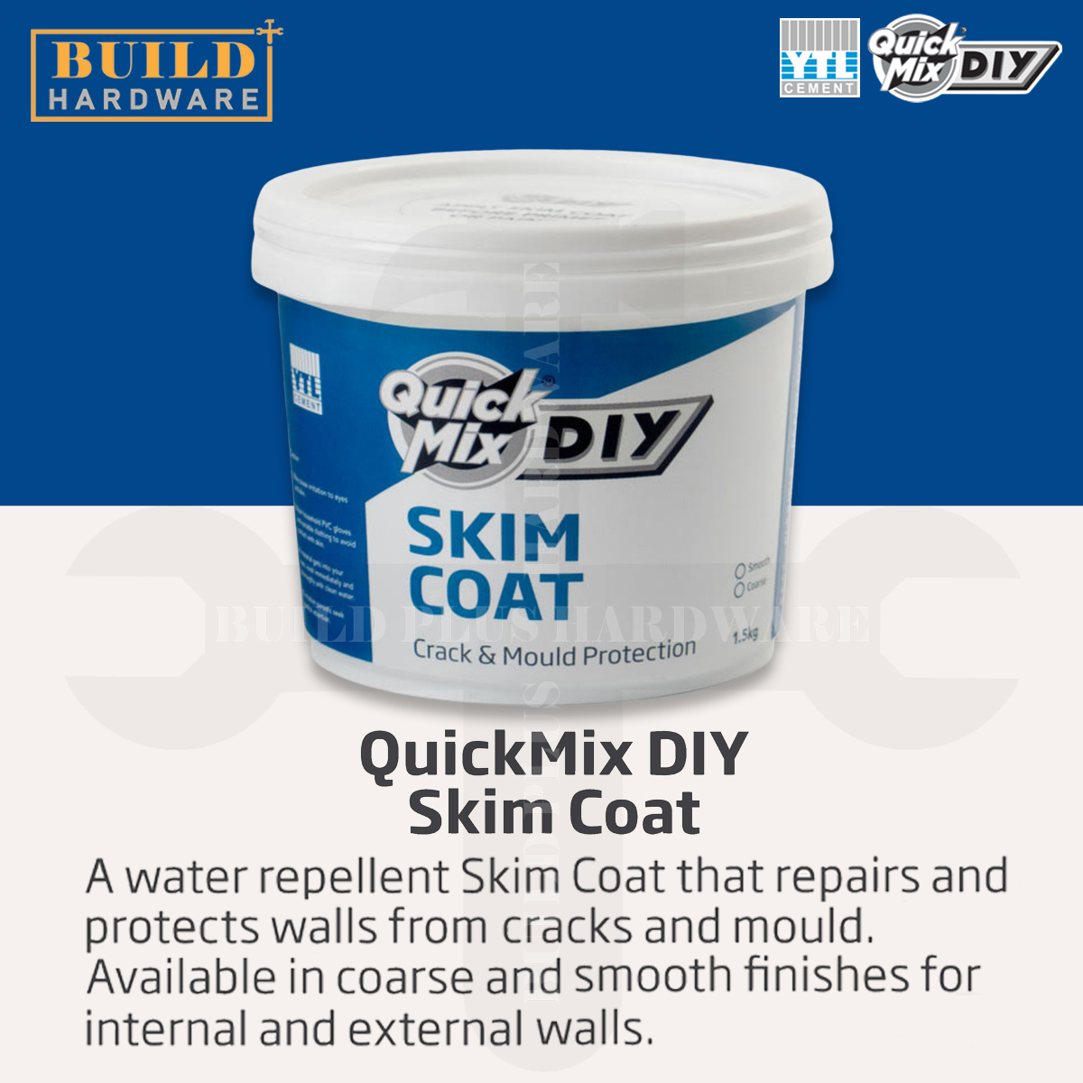 YTL QuickMix DIY Skim Coat Paste 1.5kg (Ready-to-use) Coarse / Smooth ...