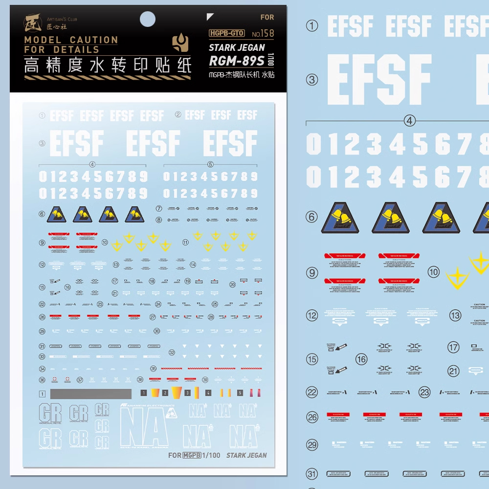(Artisan's Club) Waterslide Decal - MG 1/100 Stark Jegan (Fluo) Model ...