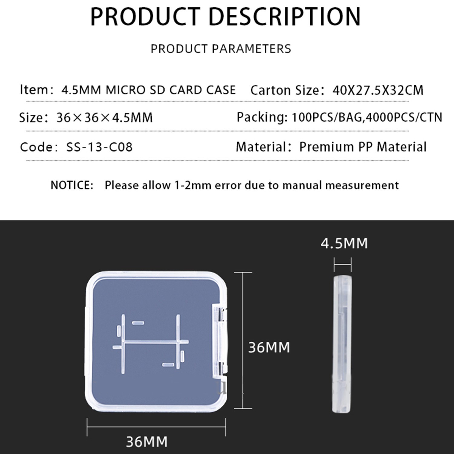 Micro Sd Card Storage Case / Transparent Protective Memory Card Storage ...