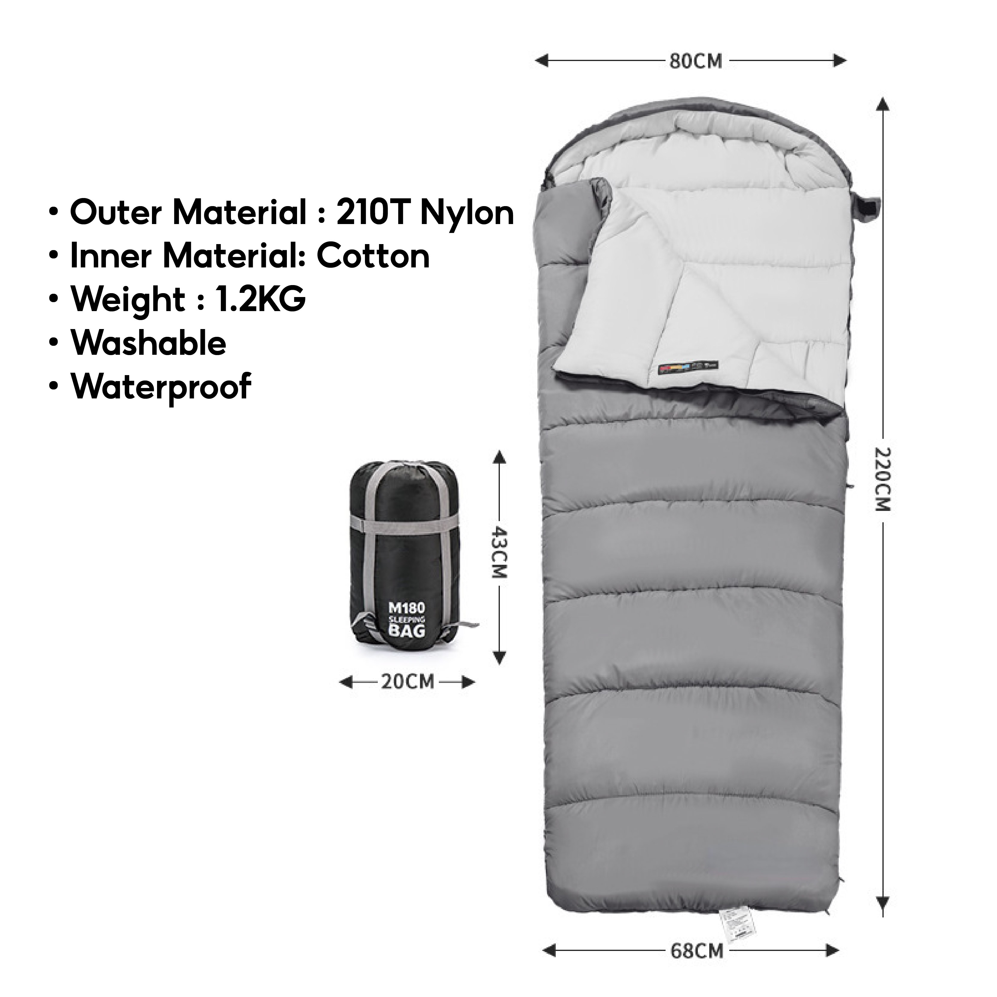 JDEX 1.2KG Sleeping Bag Camping Waterproof Camping Sleeping Gear Hiking ...