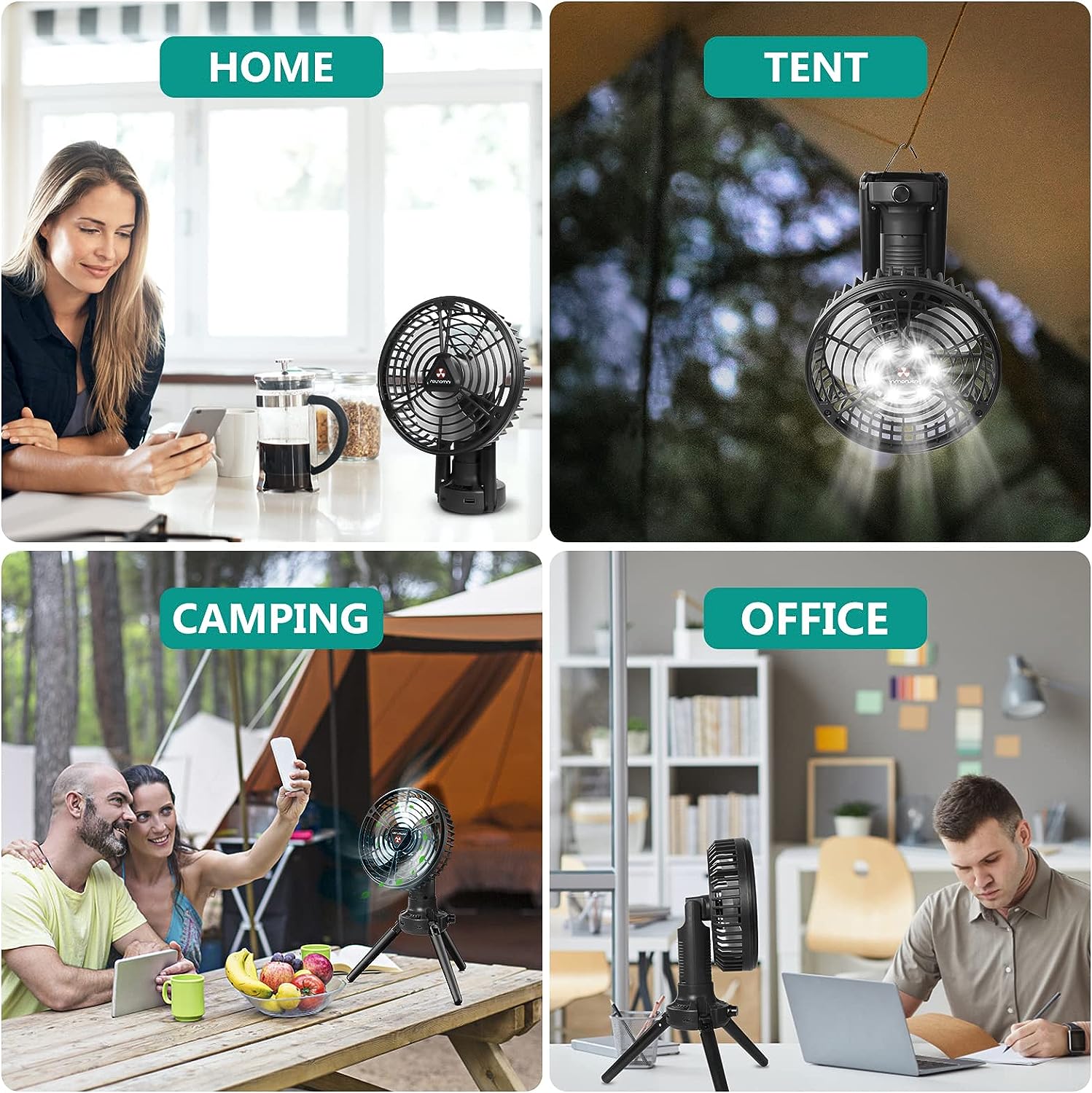 JDEX 10400mAh Portable Rechargeable Fan,Desk Fan, Small Table Fan Air ...