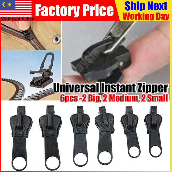 6Pcs Instant Zipper Universal Fix Zipper Repair Kit Replacement Zip No ...