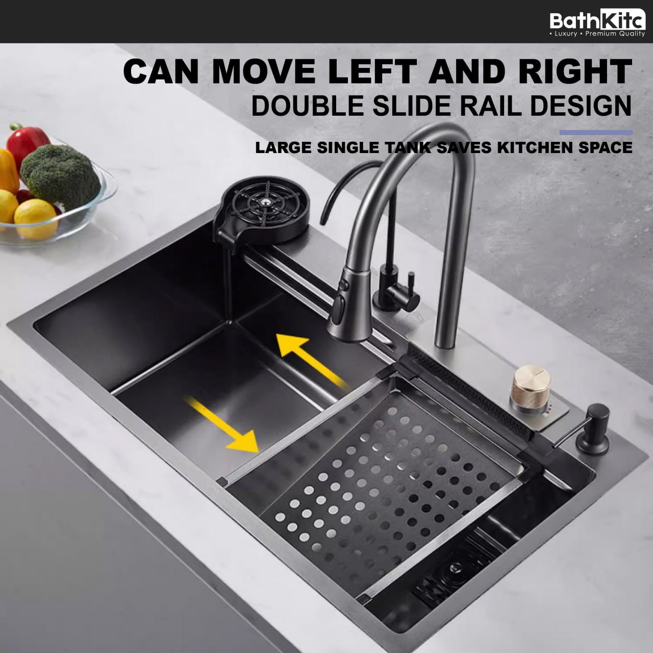 WATERFALL SINK 7546 NANO Stainless Steel Workstation Sink Handmade NANO ...