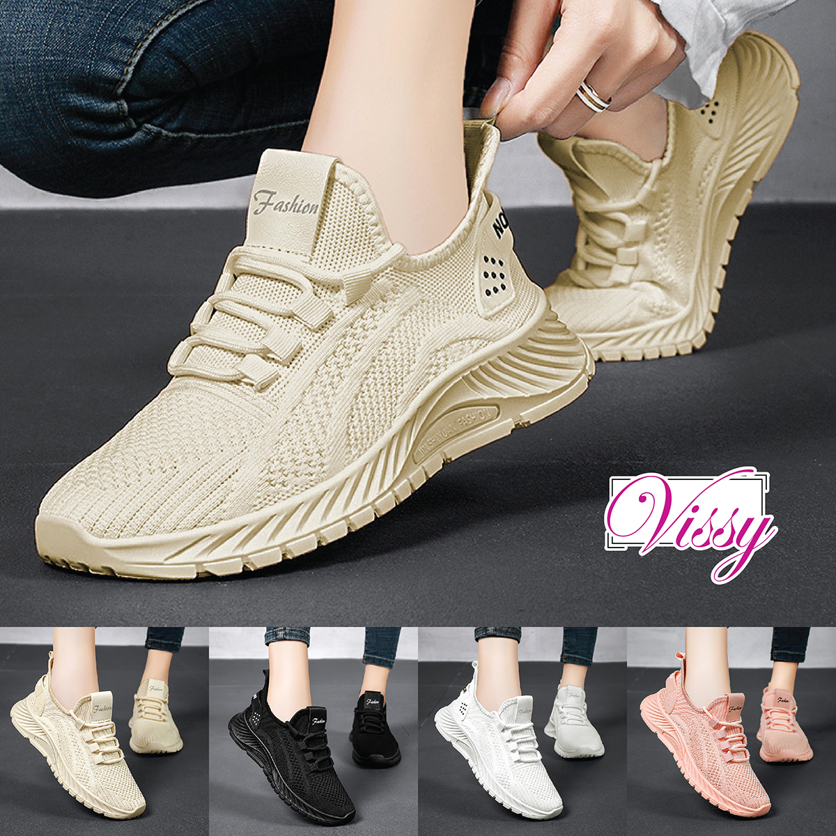 Vissy Women Lady Wanita Sneaker Kasut Shoe 0041-LS – 4 Colors | Shopee ...