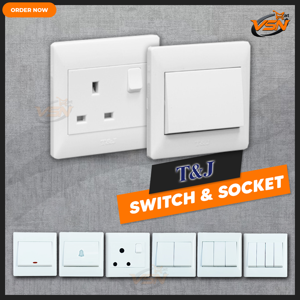 T&J Dazzle 1 Gang 13A 15A Switched Socket Outlet 1 2 3 4 Gang 1/2 Way ...