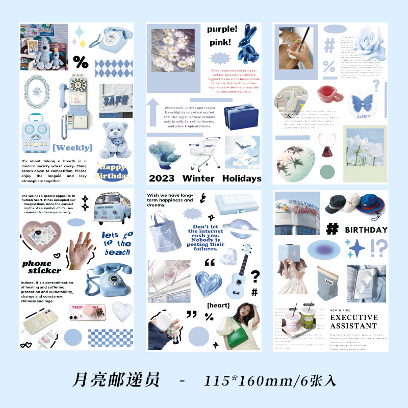 6 Sheets Ins Minimalist Stickers Korean Style Stickers Decoration ...