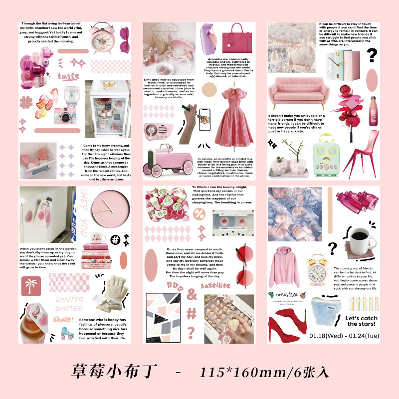 6 Sheets Ins Minimalist Stickers Korean Style Stickers Decoration ...