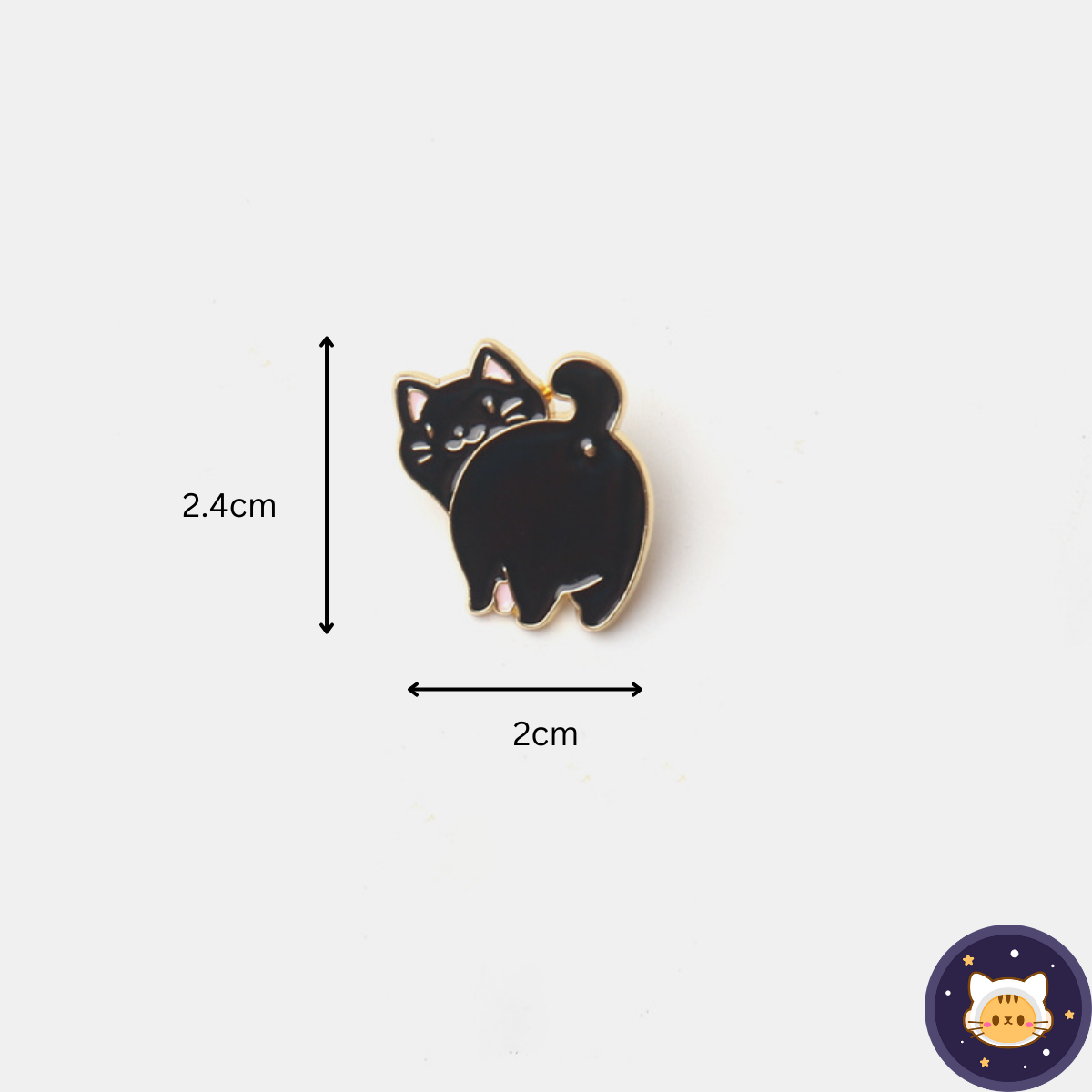 OYEN PLANET Black and White Cute Cat Butt Metal Brooch Pin/ Kerongsang ...