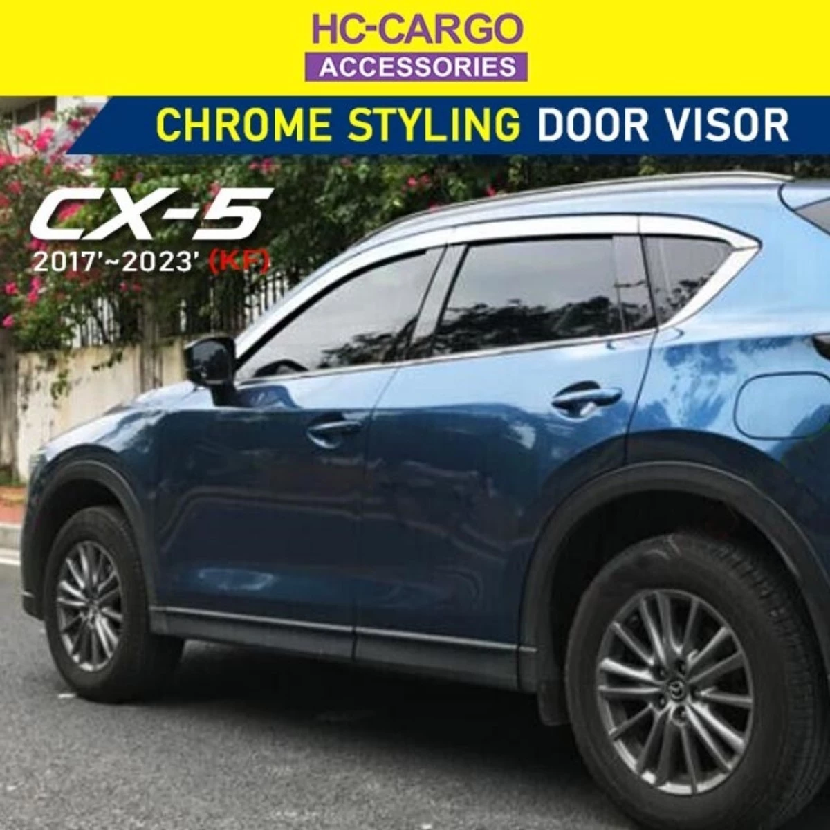 Mazda CX-5 CX5 KF 2017-2023 Korea Injection Chrome Style Door Visor Air Press Auto Clover (6 Pcs ...