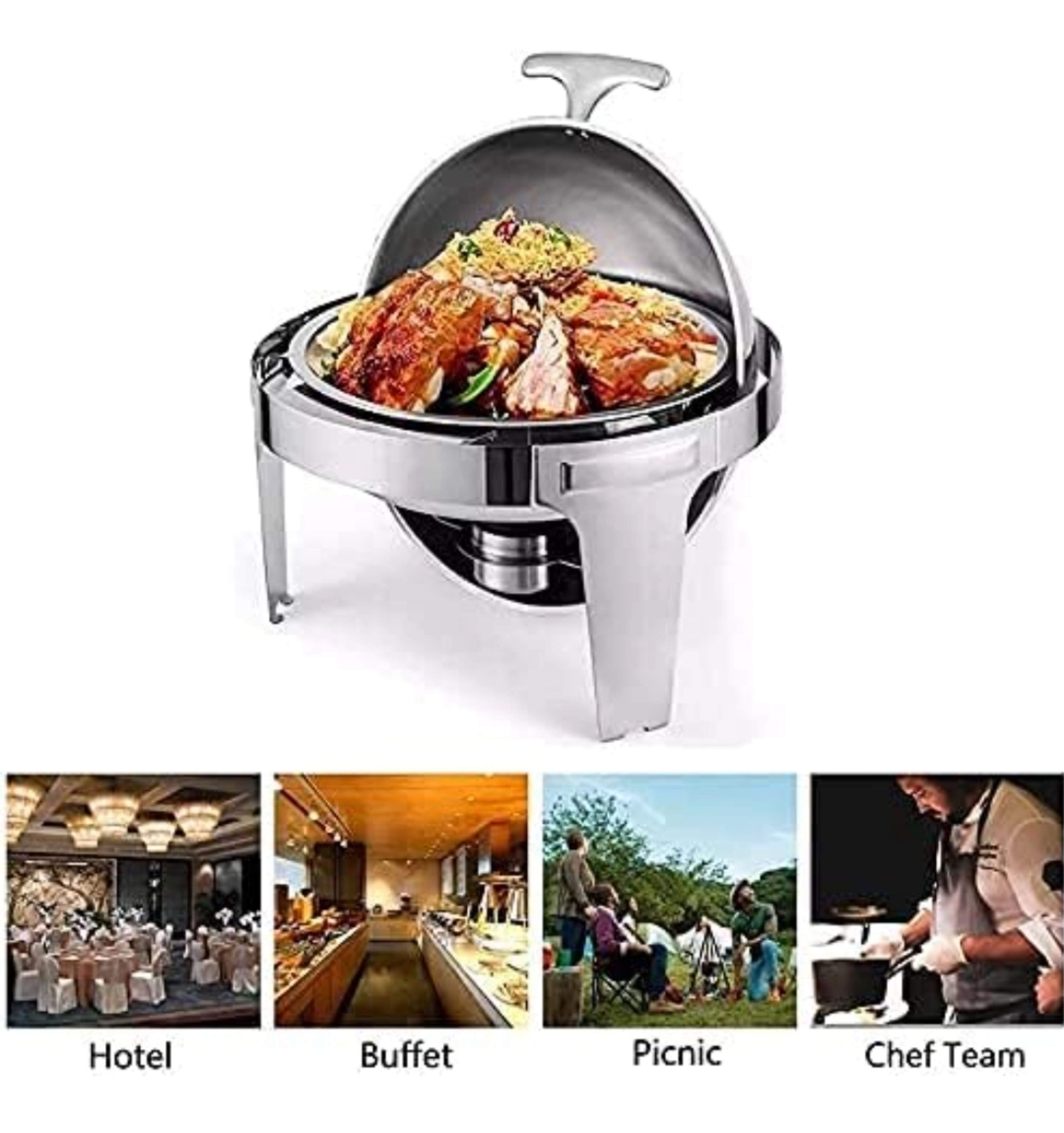 Chafing Dish Roll Top Stainless Steel Buffet Set Chafer 6.8L Catering ...