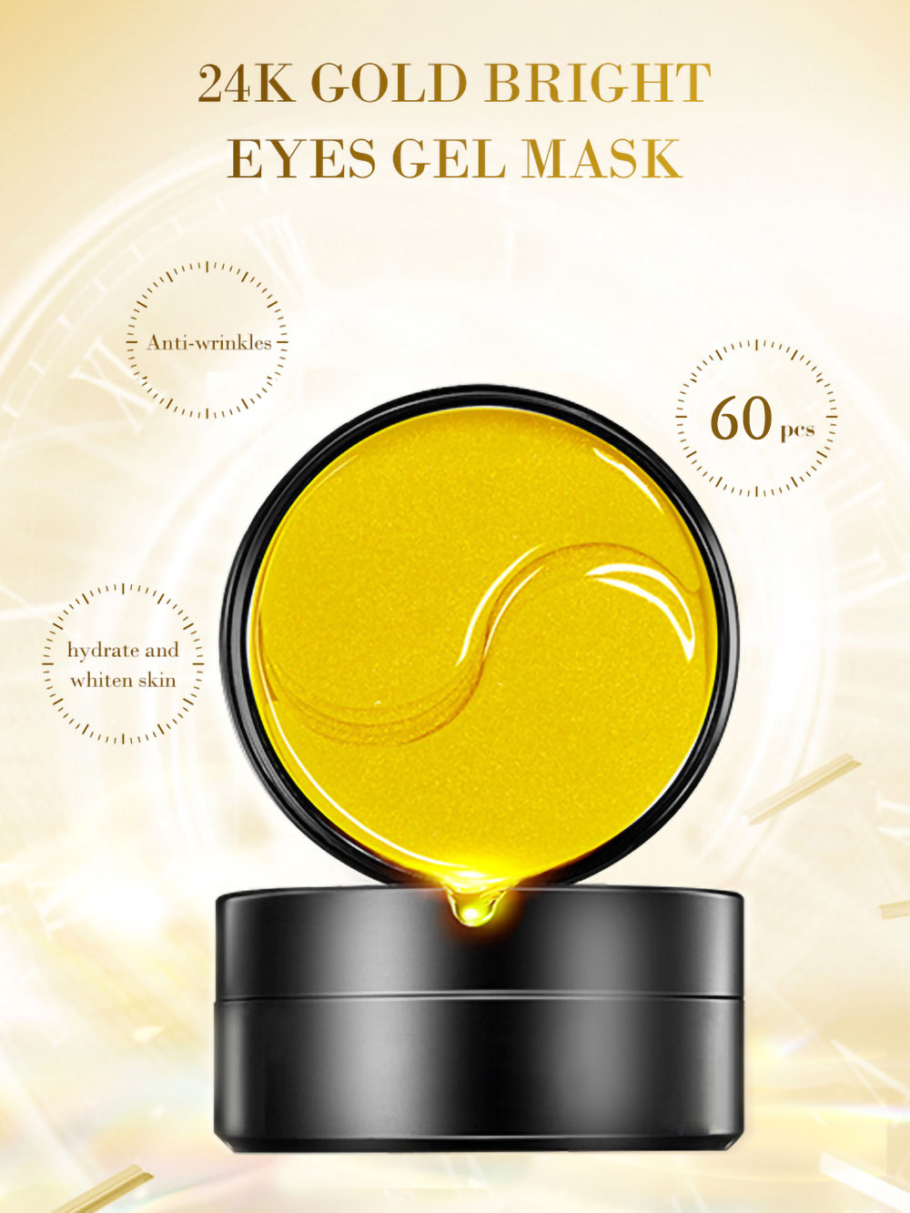 24K Gold Hyaluronic Acid Eye Mask collagen eye mask Remove Dark Eye ...