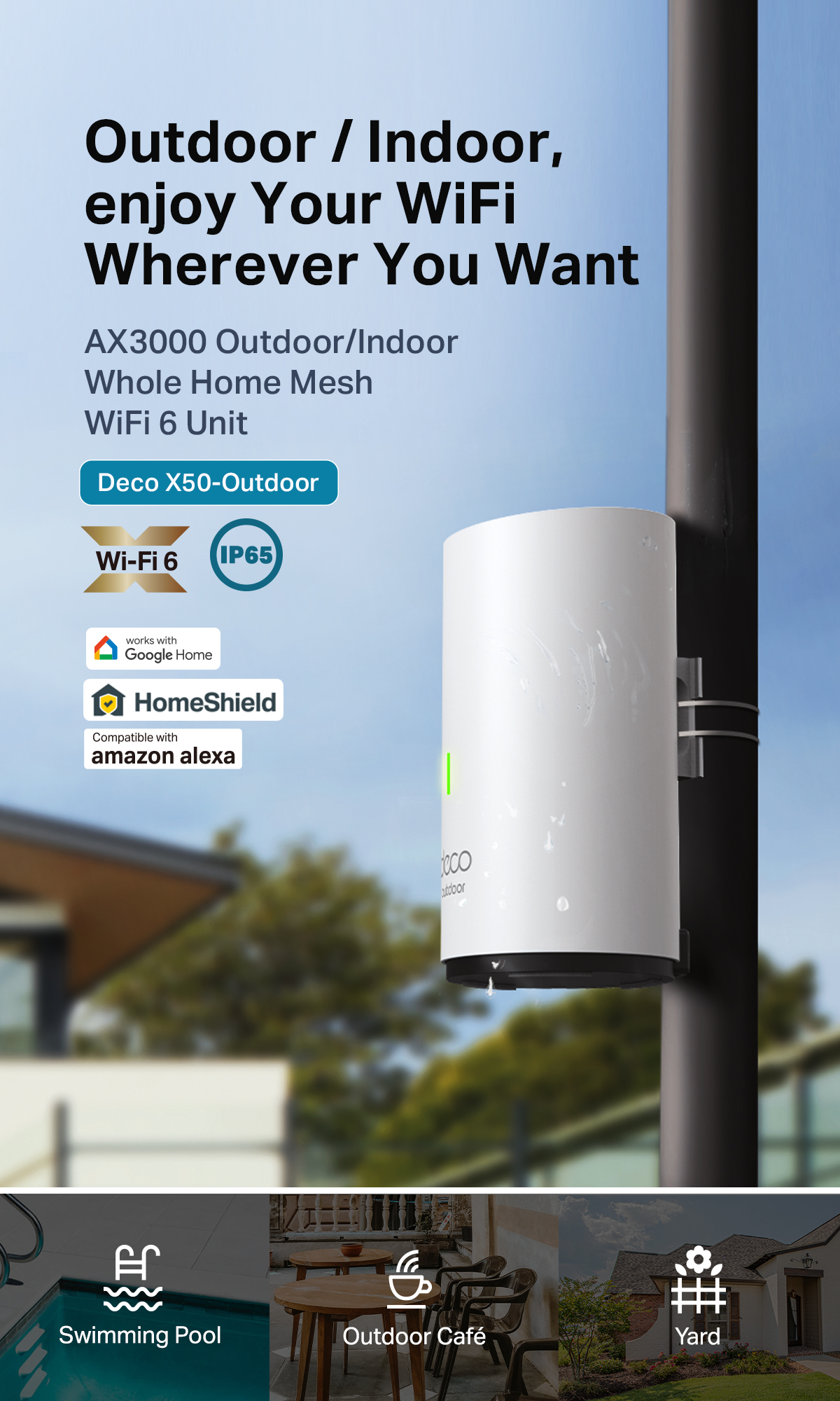 TP-Link Deco X50-Outdoor AX3000 Outdoor / Indoor Whole Home WiFi 6 Mesh ...