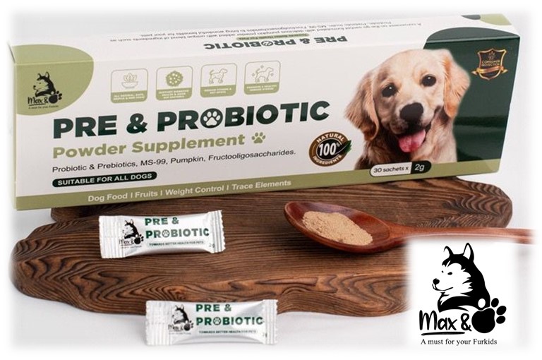 MAX & PAW Pre & Probiotic Powder Form Dog Supplement 60g (Per Box: 2g X ...