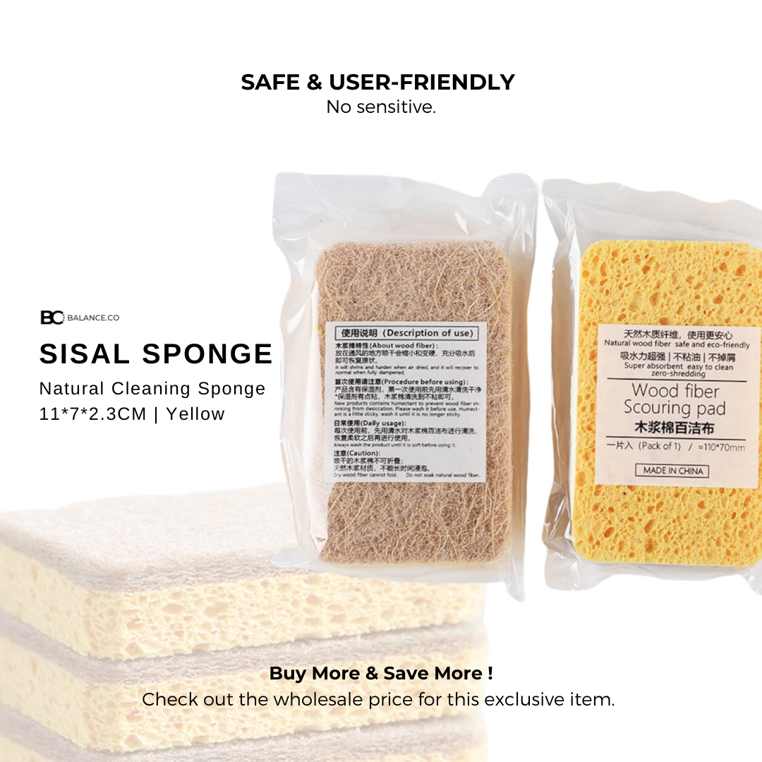 Balance.co Natural Cellulose Dishwashing Sponge [Coconut/Sisal Fiber ...