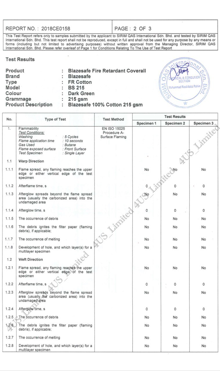 BLAZESAFE FIRE RETARDANT COVERALL FRC (SIRIM) -PPE SAFETY COVERALL ...