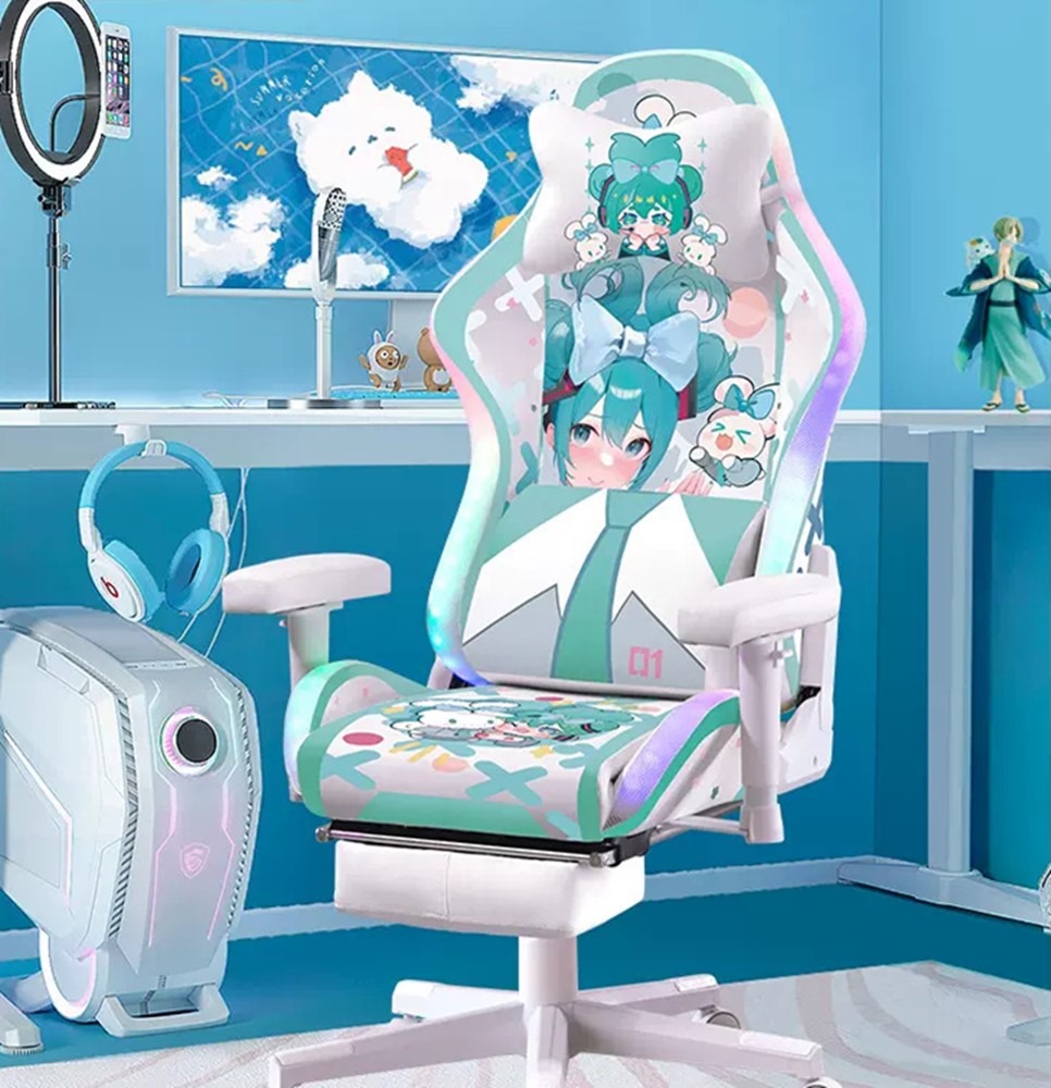 PINK LOVE SLXY HATSUNE MIKU ANIME GIRL GREEN PC GAMING CHAIR | Shopee ...
