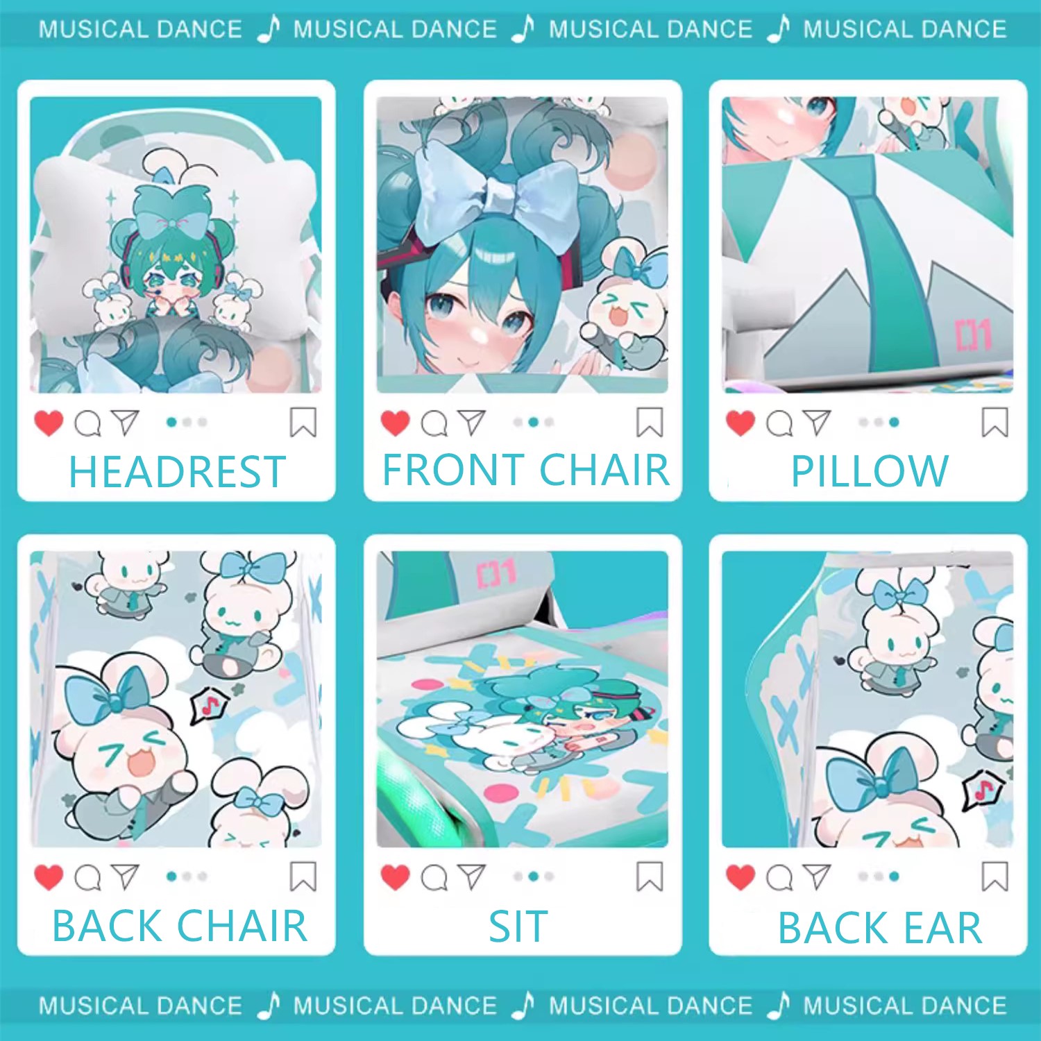 PINK LOVE SLXY HATSUNE MIKU ANIME GIRL GREEN PC GAMING CHAIR | Shopee ...