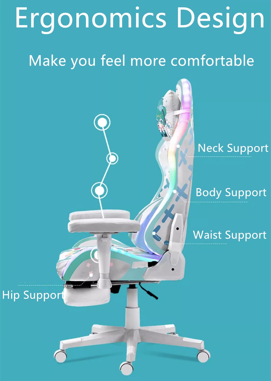 PINK LOVE SLXY HATSUNE MIKU ANIME GIRL GREEN PC GAMING CHAIR | Shopee ...