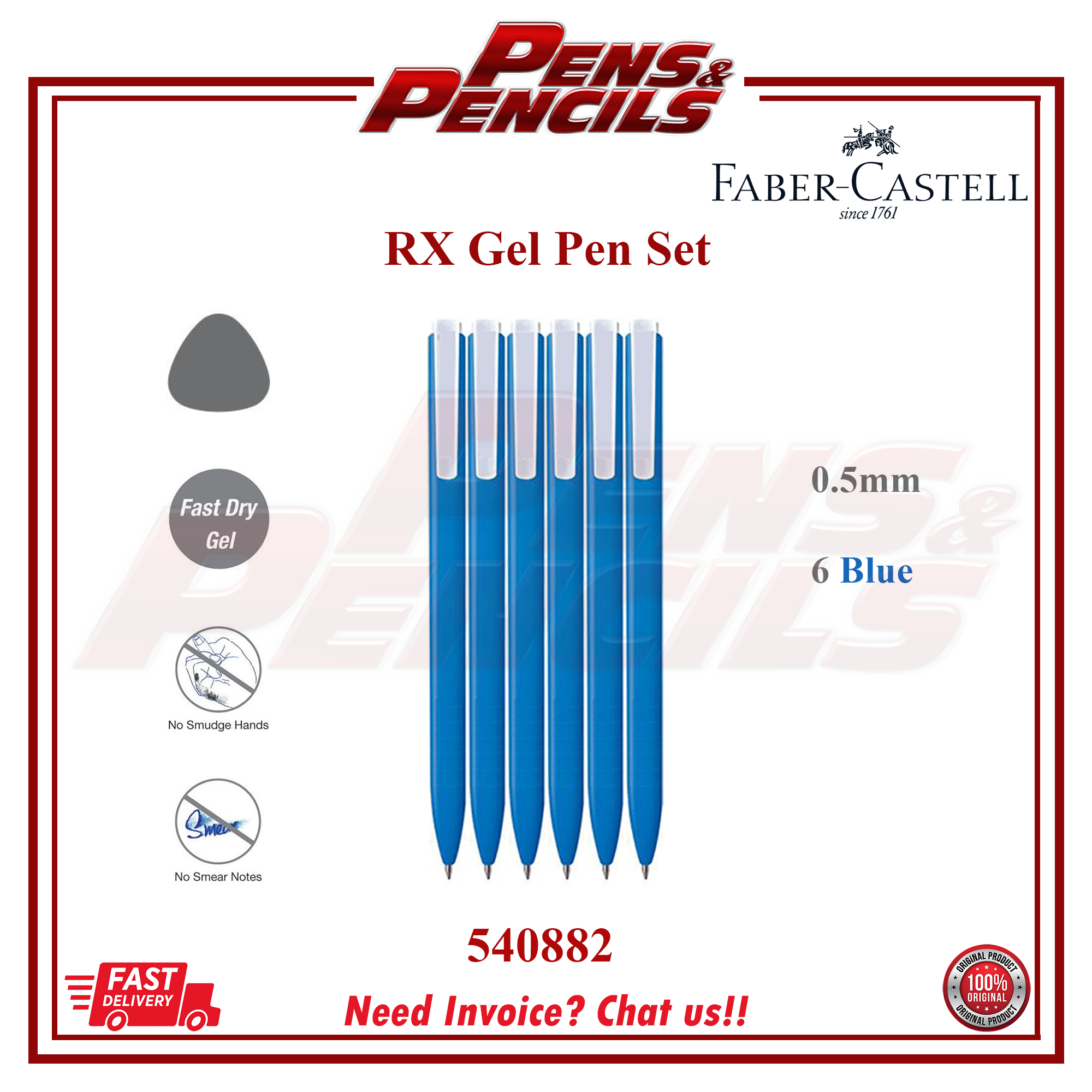 Faber-Castell RX Gel Pen 0.5mm / 0.7mm 6pcs Set (1set) | Shopee Malaysia