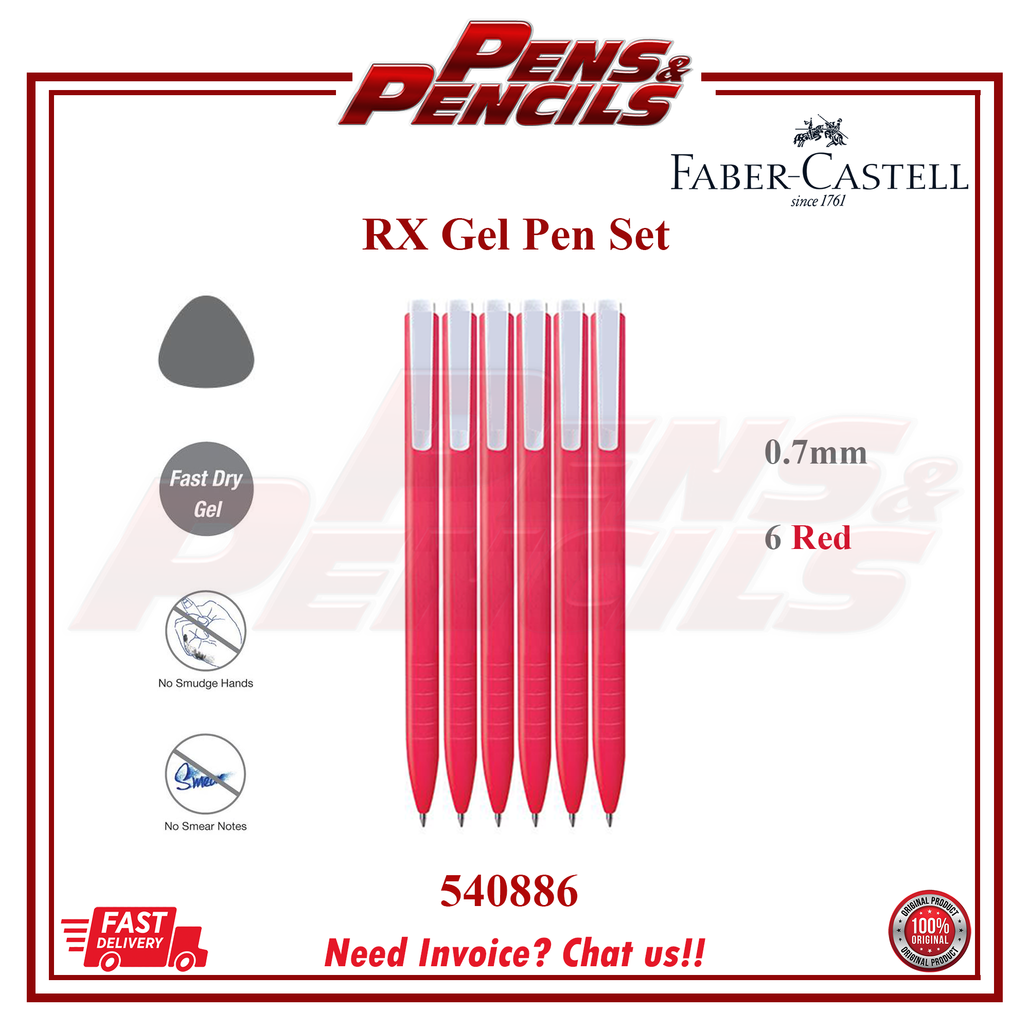 Faber-Castell RX Gel Pen 0.5mm / 0.7mm 6pcs Set (1set) | Shopee Malaysia