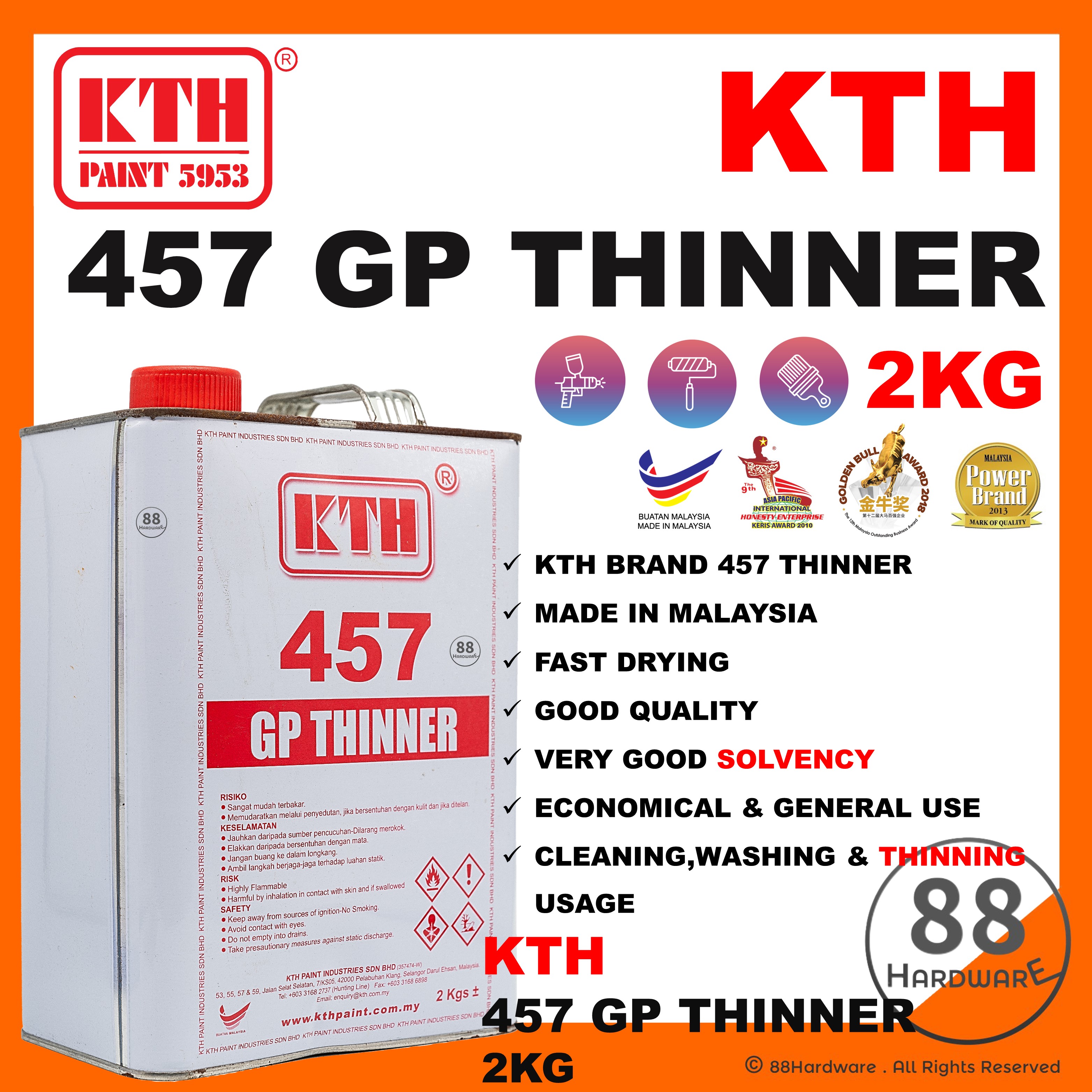 Kth 2kg thinner / thinner 2k / cat kereta 2k bancuh cat paint / thinner ...