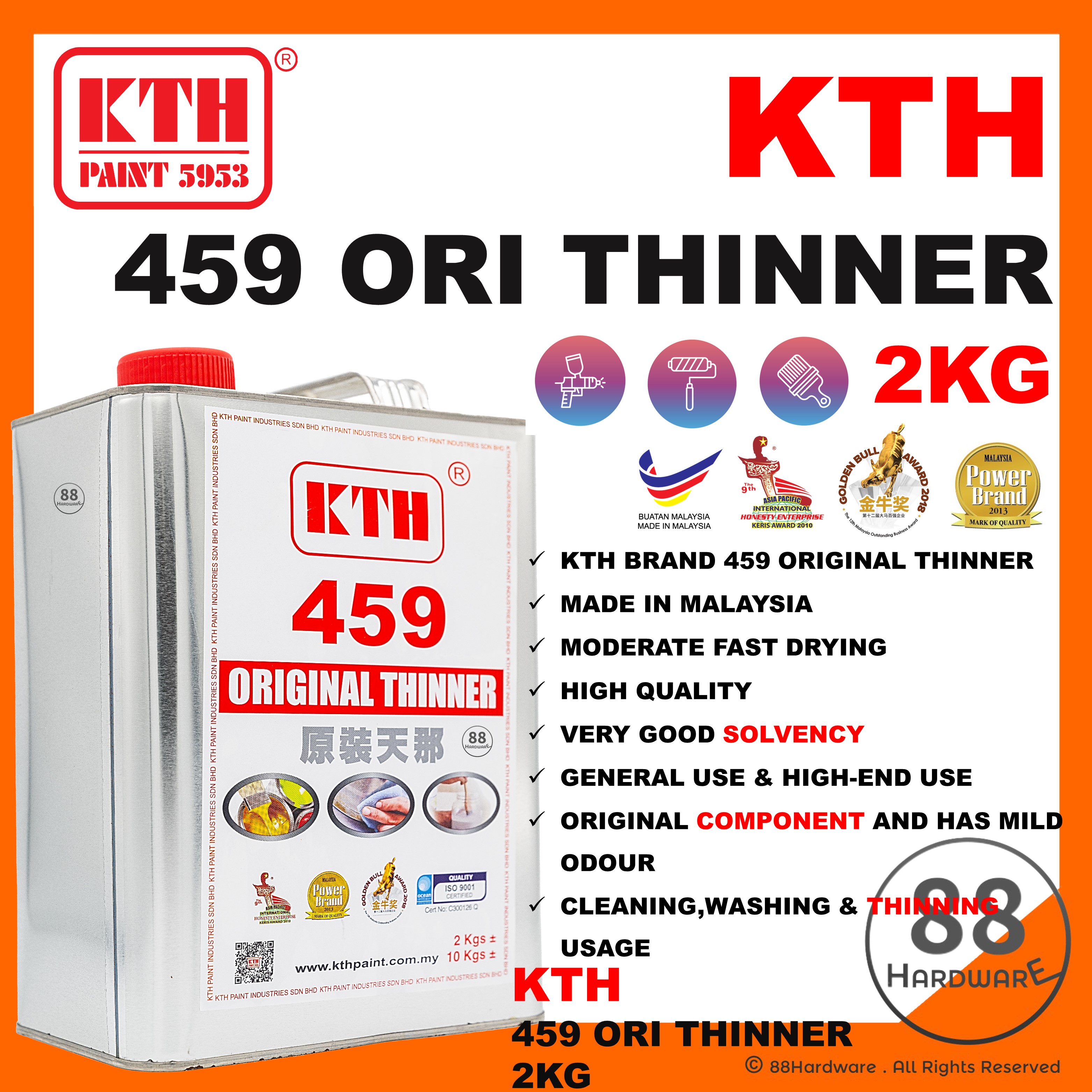 Kth 2kg thinner / thinner 2k / cat kereta 2k bancuh cat paint / thinner tin / 2k slow thinner ...