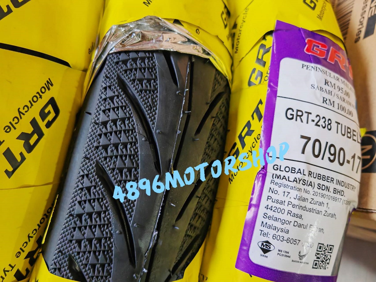 TAYAR BUNGA DIAMOND GRT 238 GRT238 TL TUBELESS TYRE 70/90-17 80/90-17 ...