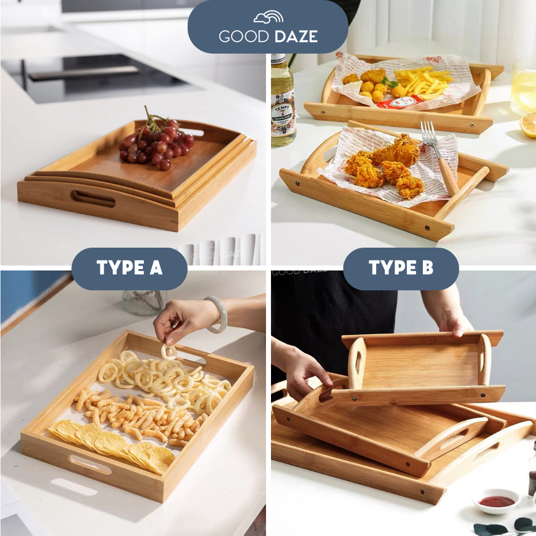 GoodDaze Wooden Serving Tray with Handle Food Tray Wood Tray Makanan ...