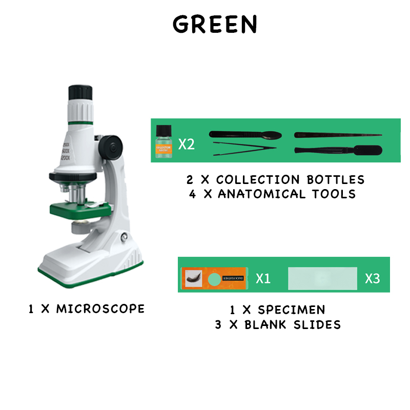 Microscope Lab Kit LED STEM 1200x Home School Science Experiment Toy ...