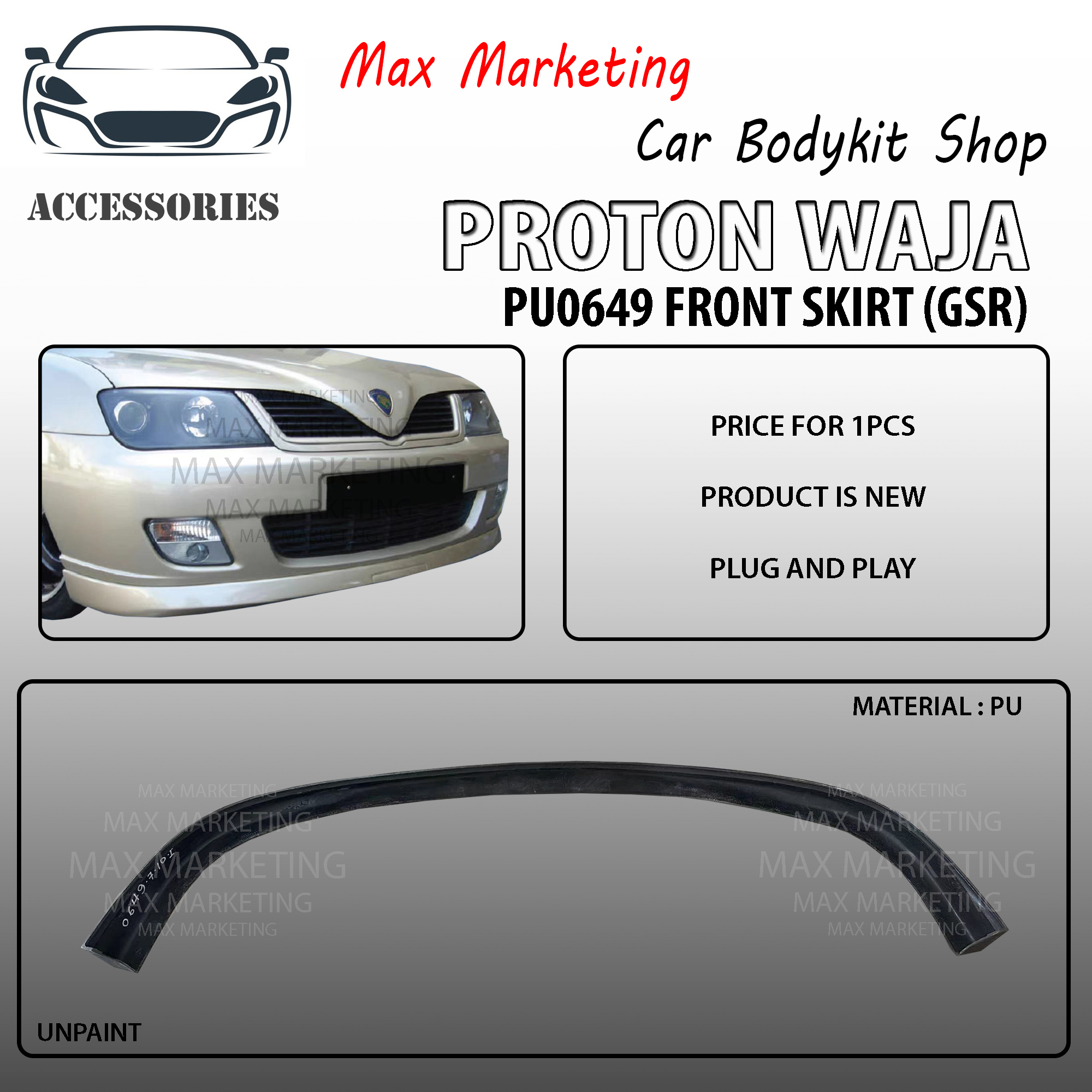 PROTON WAJA FRONT SKIRT (GSR) (PU) | Shopee Malaysia