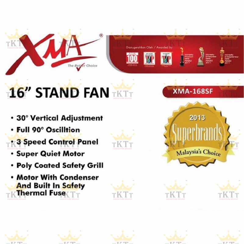 TKTT XMA Stand Fan XMA-168SF 16" Inch Stand Fan Portable Stand Fan ...