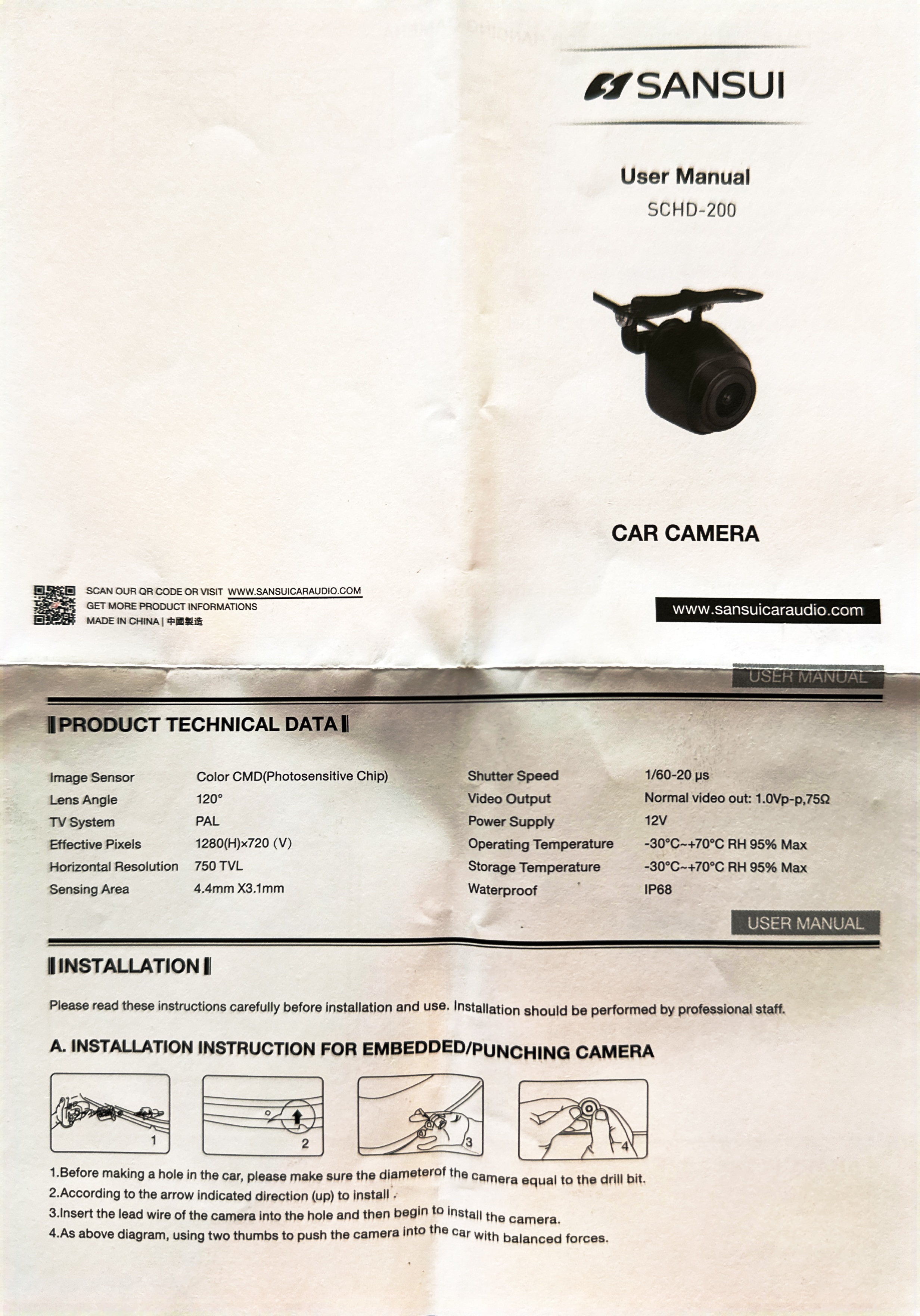Sansui SCHD-200 Car Reverse Camera Universal Rear View Camera Camera ...
