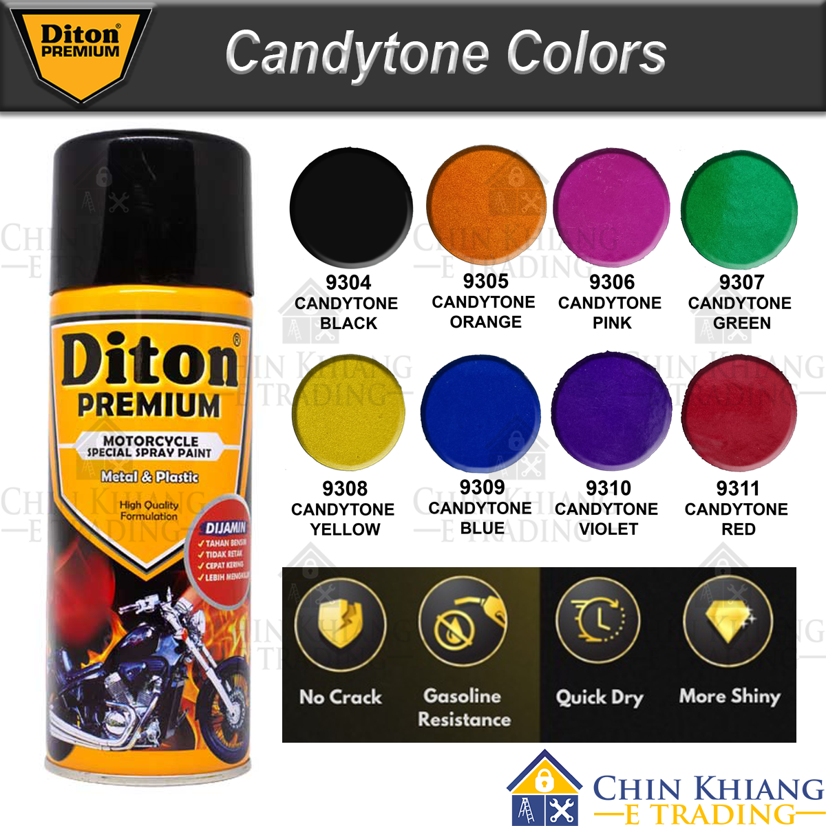 Diton Premium Candytone Colour Spray Paint (400ml) Black Blue Green ...