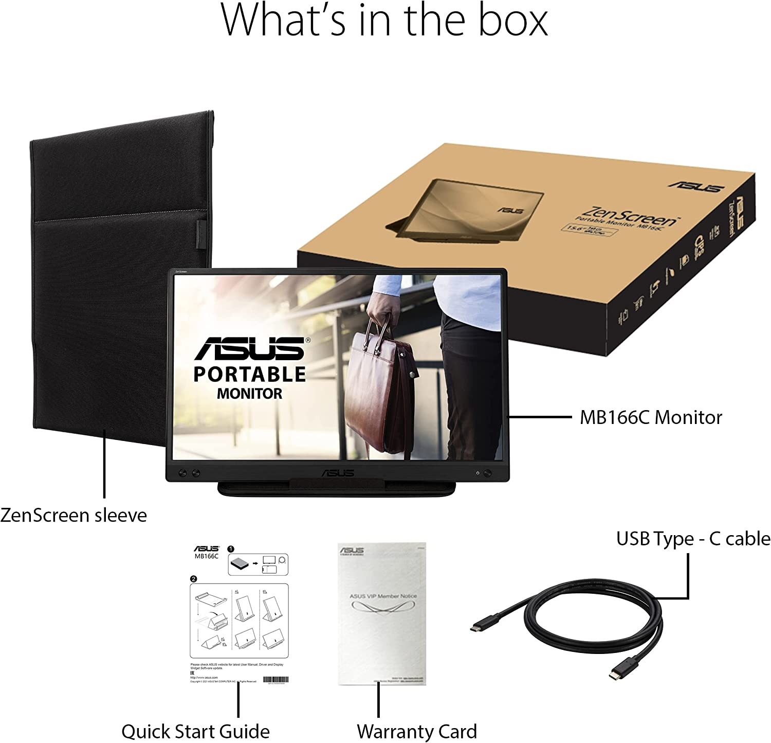 ASUS ZenScreen MB166CC / MB165B 15.6 inch Full HD, USB Type-C / USB3 ...