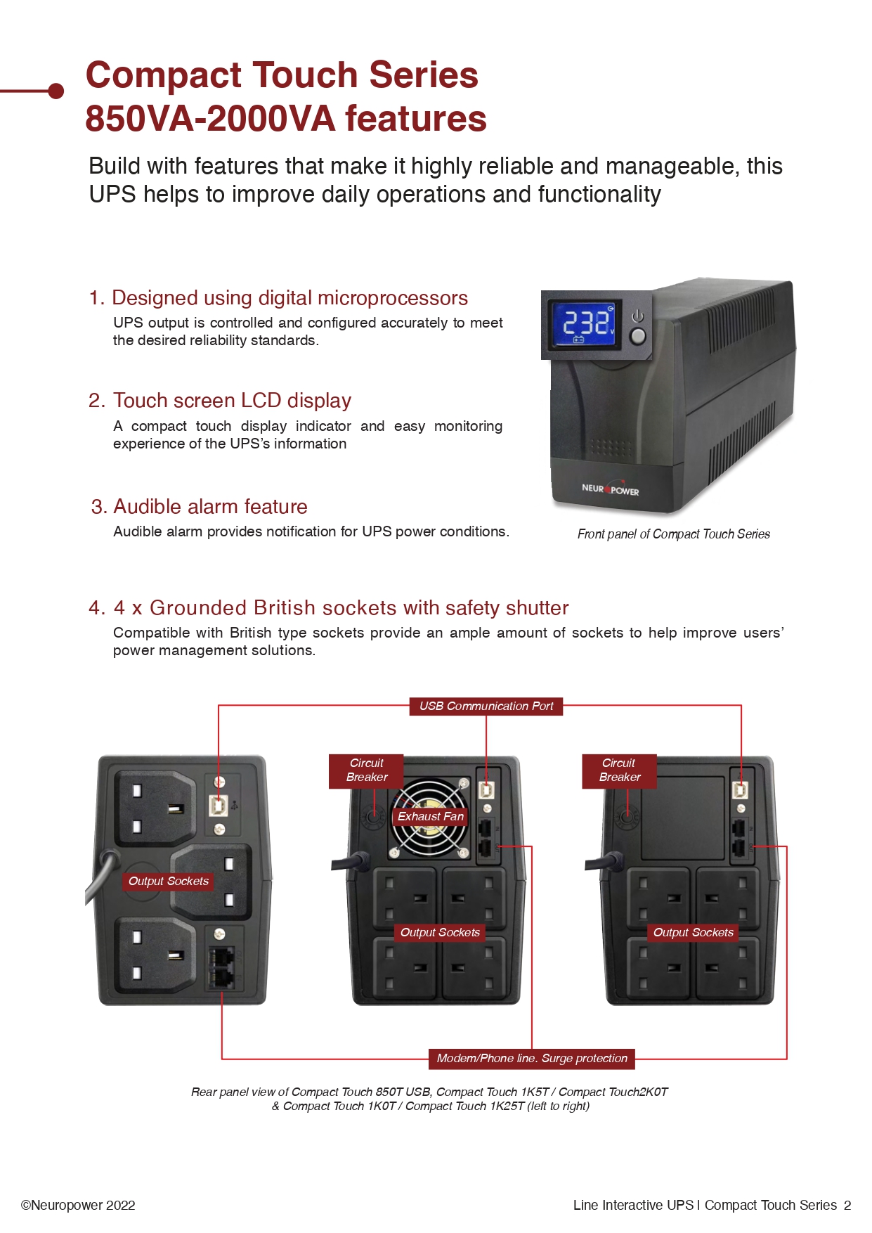 NeuroPower 800va UPS - Compact 800i-3UK / CITY / Compact Touch 850T ...