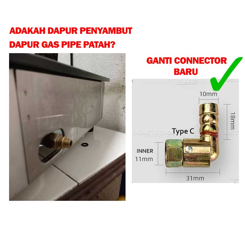 Universal Gas Stove Connector Hose Hob Inlet fitting Joint elbow ...