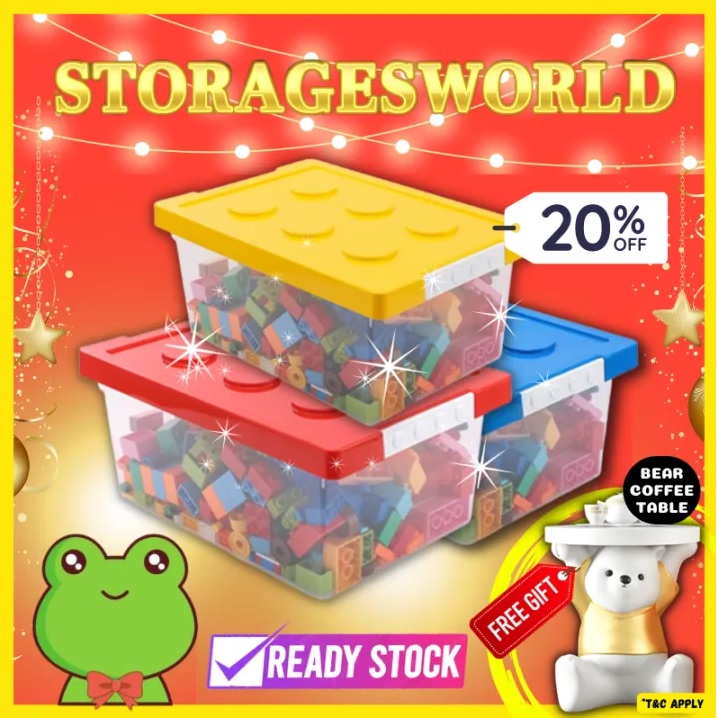 Lego Plastic Storage Box with Color Stackable Lids Organizer Storage ...