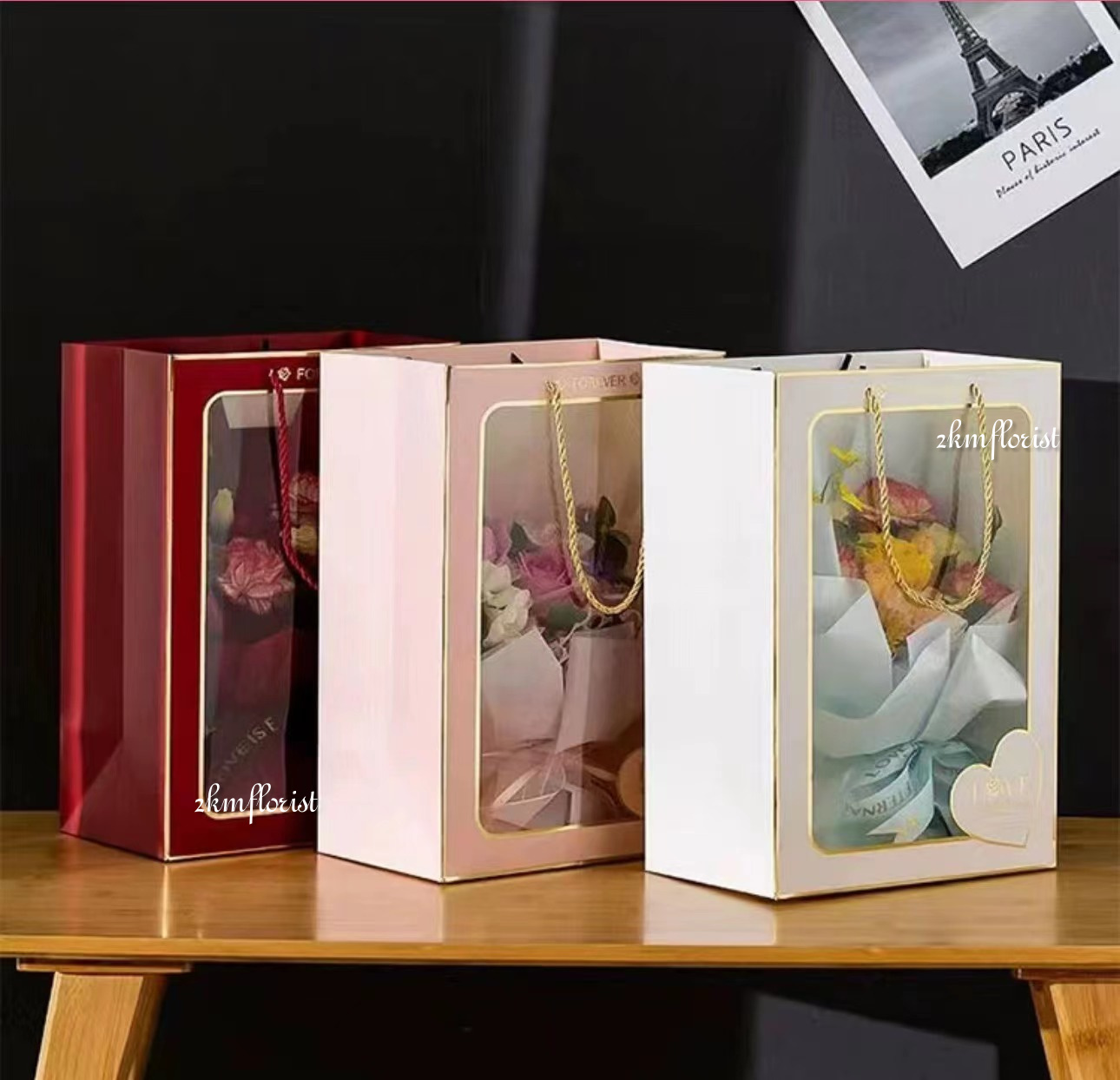 TRANSPARENT PAPER BAG BEG Tote Paper Plastic PVC Flower Bouquet Bunga ...