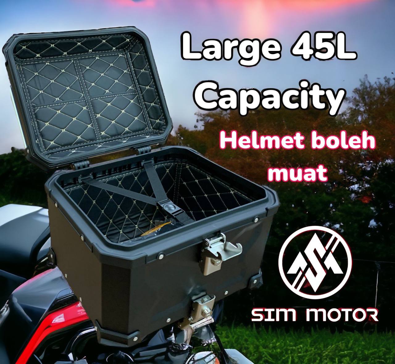 EVO Adventure Top Box Aluminium Motorcycle 45L Motorcycle Box Storage ...
