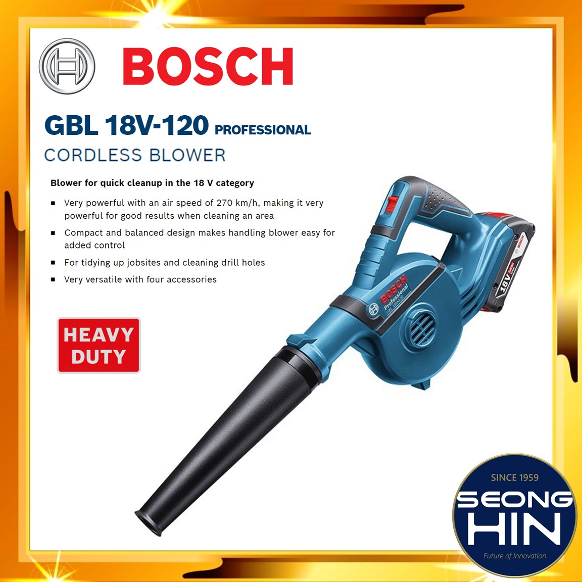 BOSCH GBL 18V-120 (SOLO) Heavy Duty Cordless Blower / GBL18V 120 Mesin Sembur angin | Shopee ...