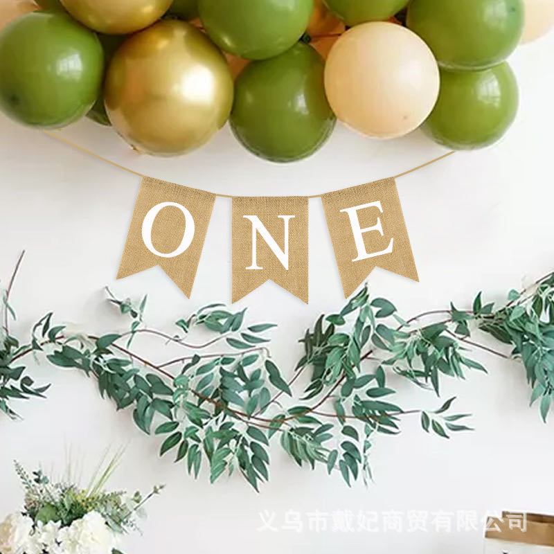 Ready Stock Ins Vintage Linen Jute Burlap Happy Birthday Triangle Flag ...