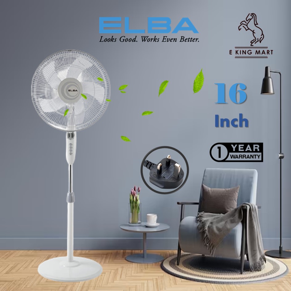 ELBA Stand Fan 16" 16 inch Floor Fan ESF-E1639(GR) ESF-J1656(BK) 5 ...