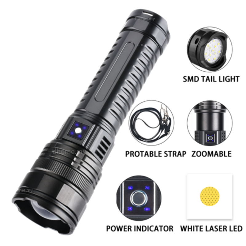 1000w Powerbank Flashlight Super Bright 26.5cm Big Torch Light IP68 ...