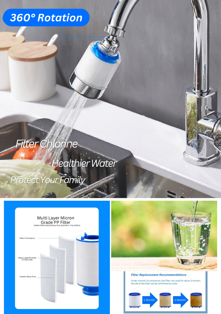 Faucet With Filter Chlorine Filter Water Filter for Sink 360° Rotating ...